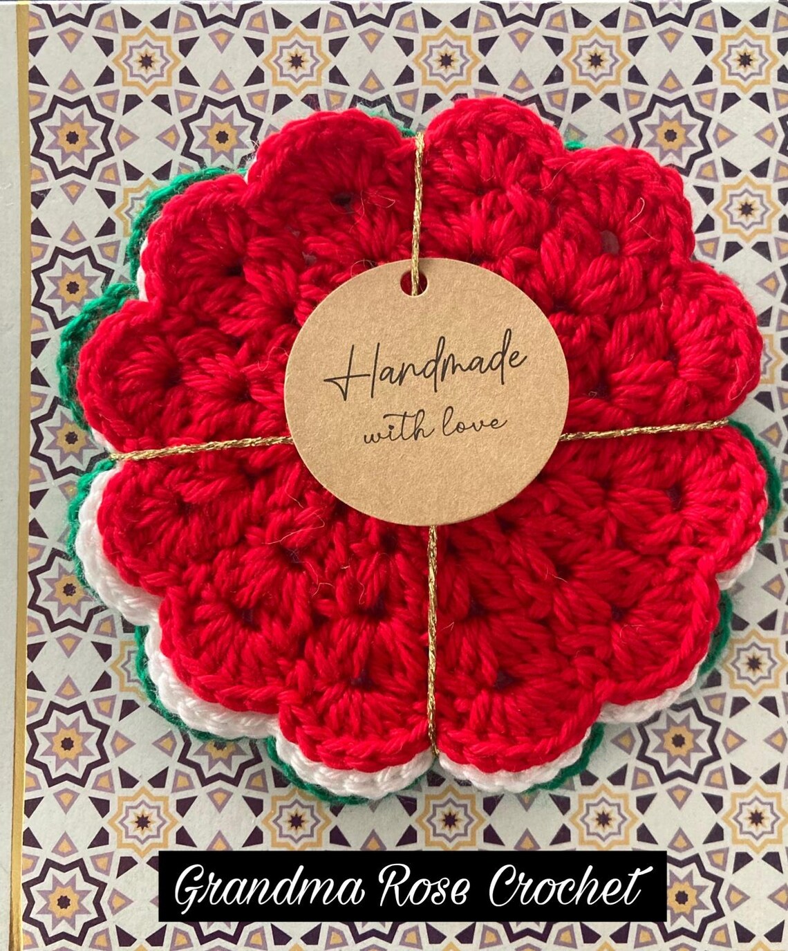 Crochet Christmas Coaster, Set of 4, Holiday Gift, Holiday Spirit - Etsy