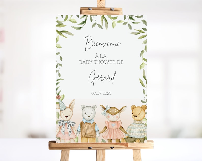 Baby Shower Welcome Sign French, Affiche Bienvenue Francais, Jeux Baby ...