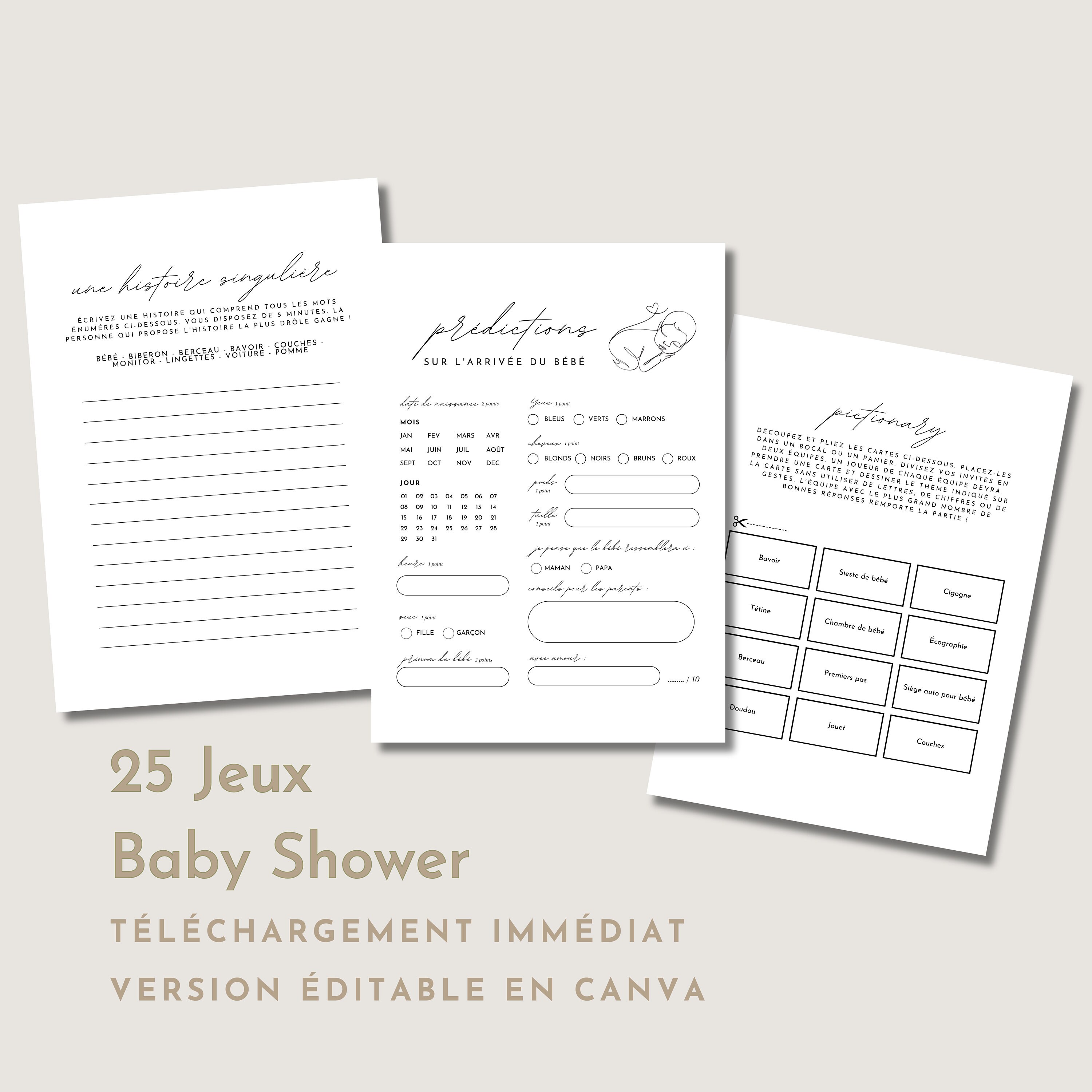 25 Jeux Prédictions Carton Prédiction Shower De Bébé En Français ...