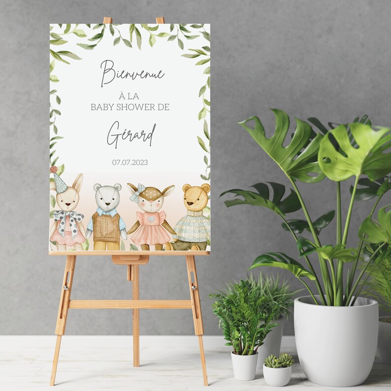 Baby Shower Welcome Sign French, Affiche Bienvenue Francais, Jeux Baby ...