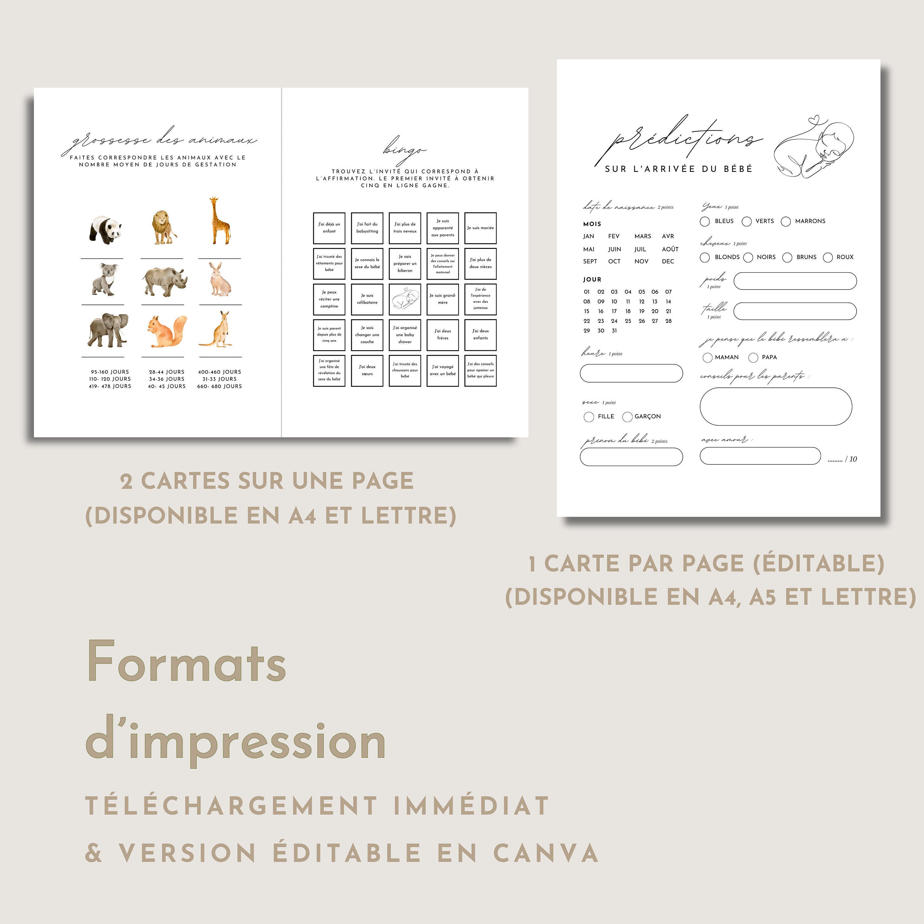 25 Jeux Prédictions Carton Prédiction Shower De Bébé En Français ...
