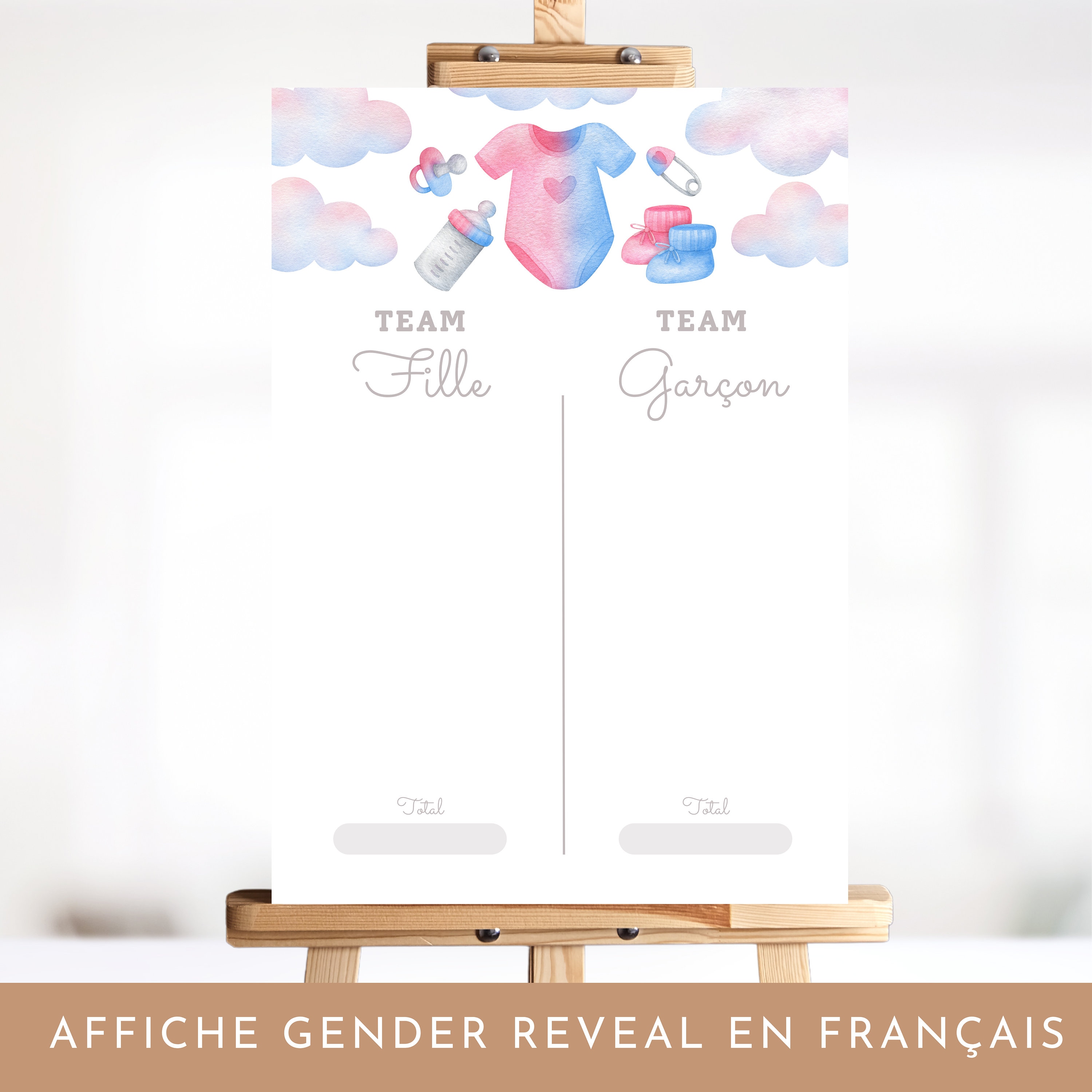Affiche Vote Gender Reveal, Fille Ou Garçon, Shower De Bébé En Français ...