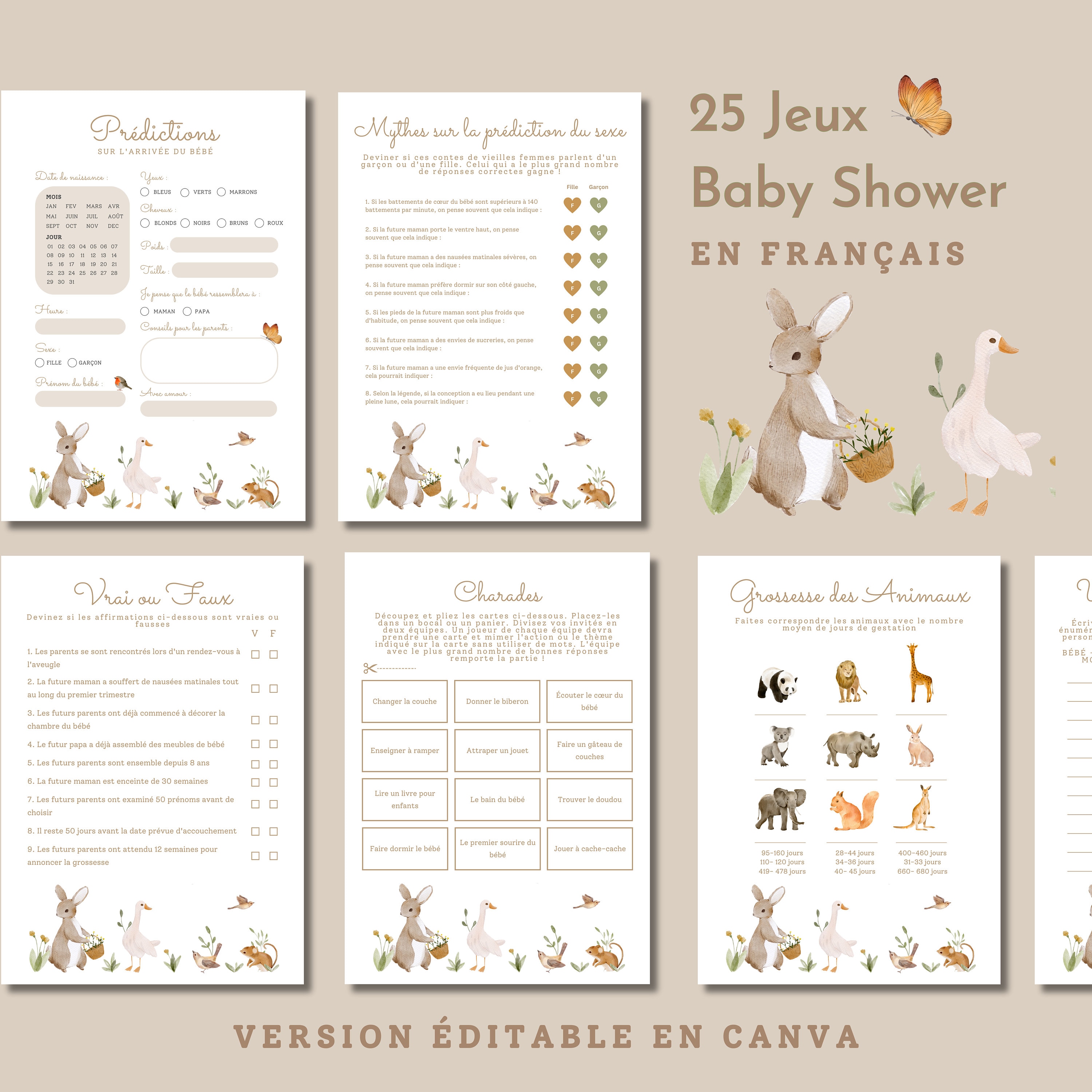 25 Jeux Prédictions Carton Prédiction Shower De Bébé En Français ...