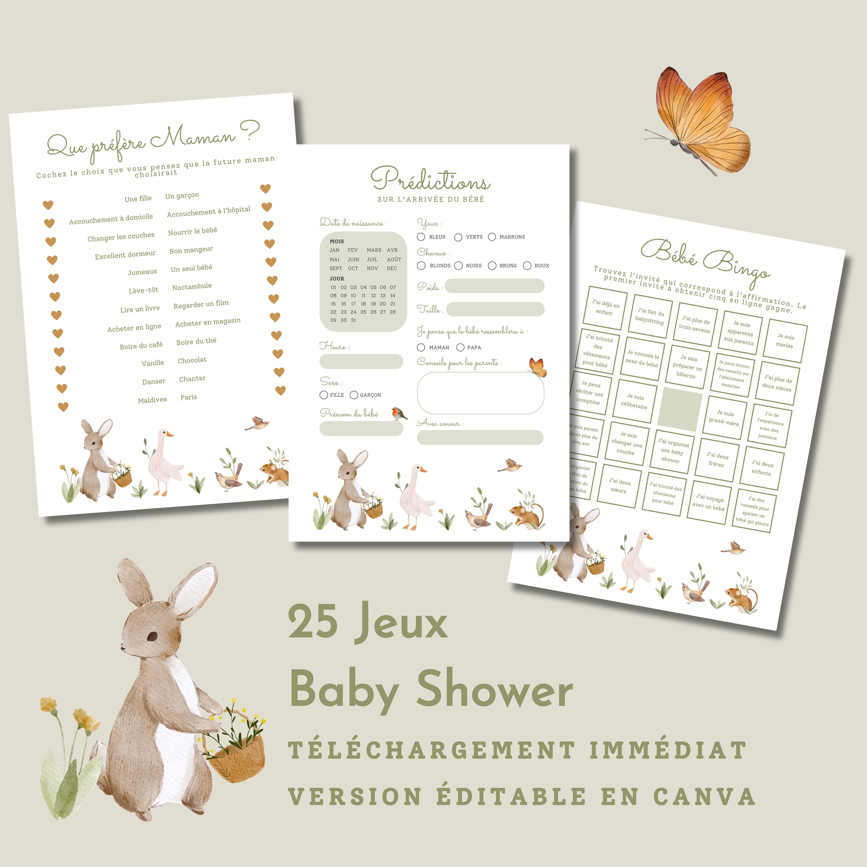 25 Jeux Prédictions Carton Prédiction Shower De Bébé En Français ...