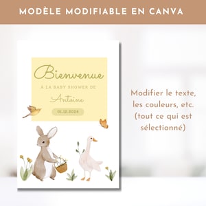 Baby Shower Welcome Sign French, Affiche Bienvenue Francais, Jeux Baby ...