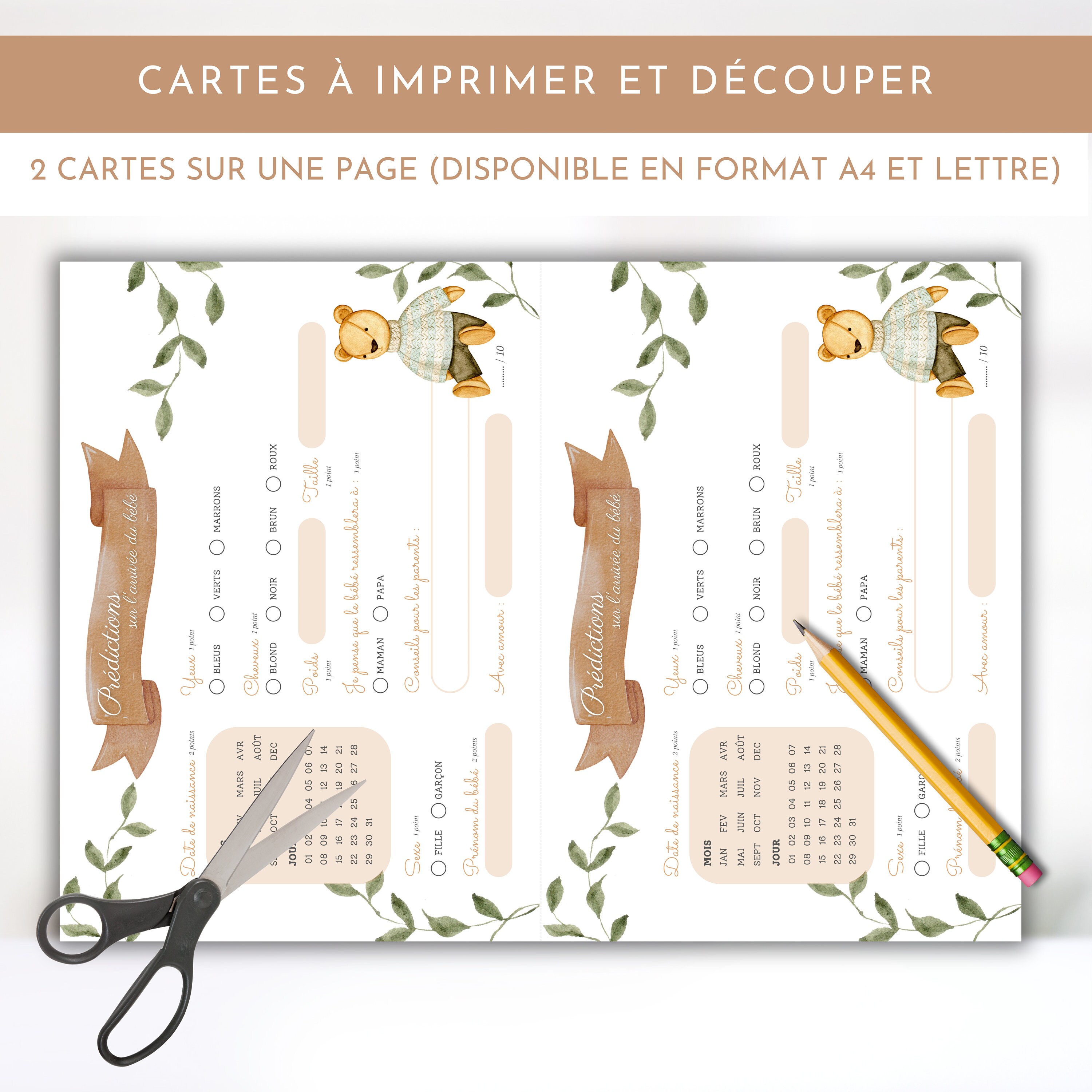 Jeu Prédictions Carton Prédiction Shower De Bébé En Français Naissance ...