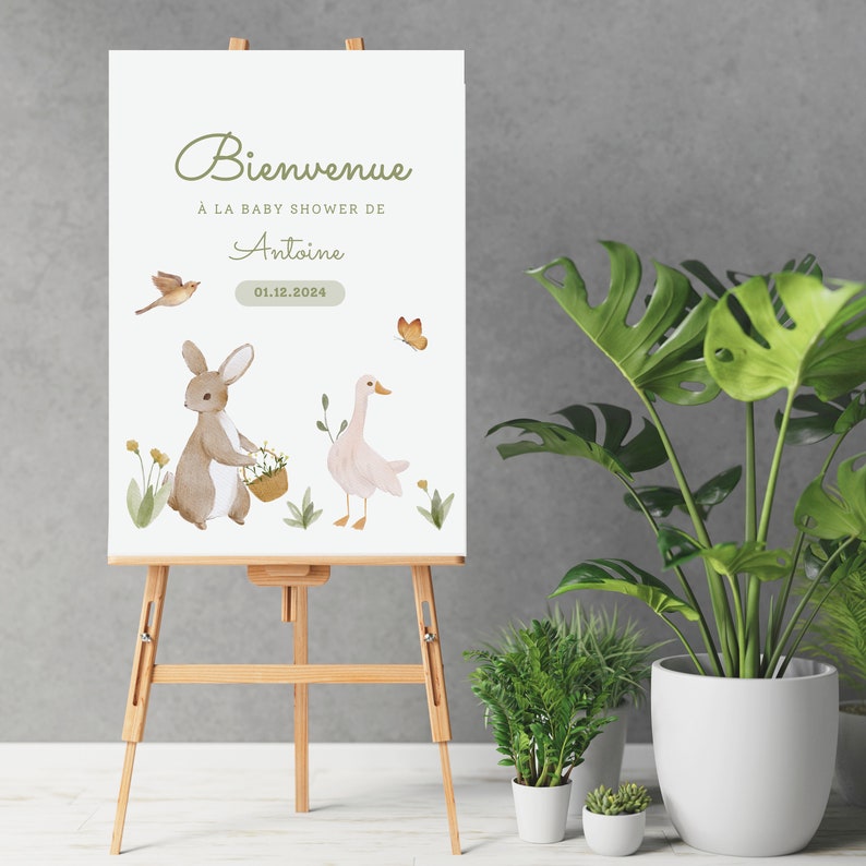 Baby Shower Welcome Sign French, Affiche Bienvenue Francais, Jeux Baby ...