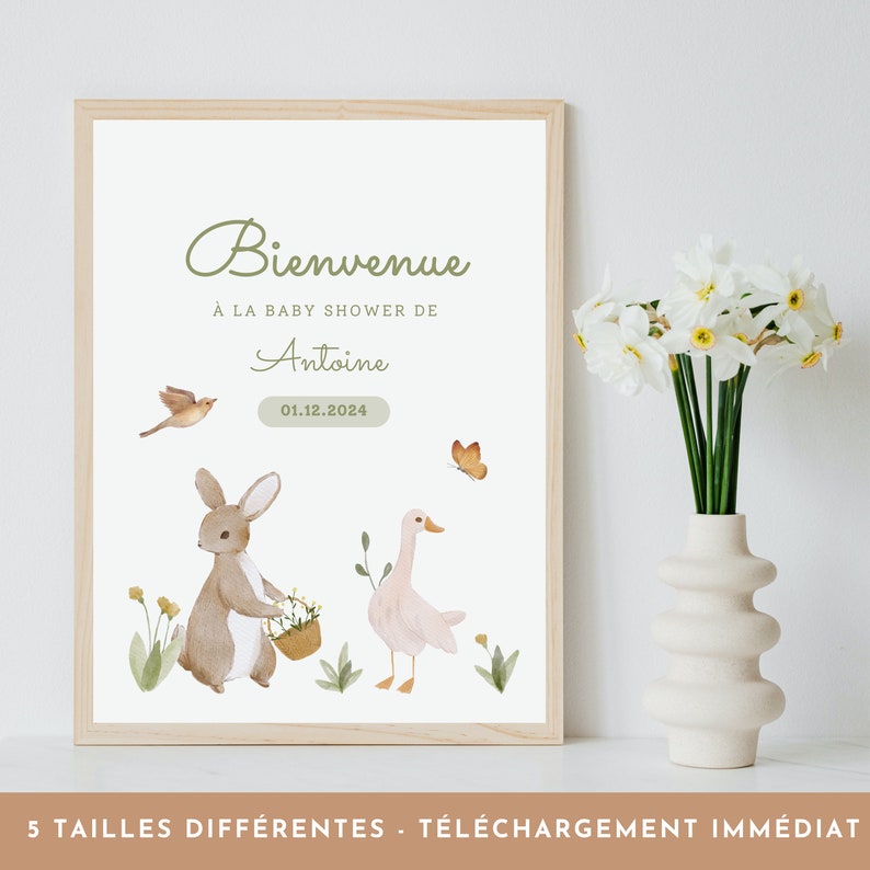 Baby Shower Welcome Sign French, Affiche Bienvenue Francais, Jeux Baby ...