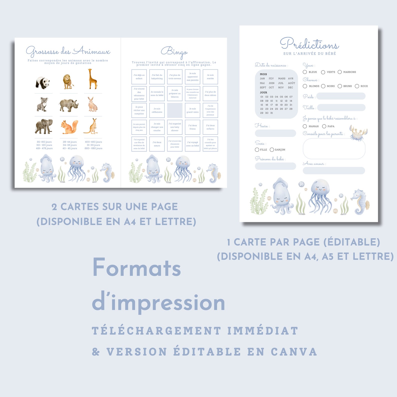 25 Jeux Prédictions Carton Prédiction Shower De Bébé En Français ...