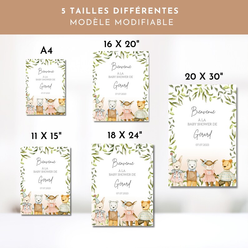 Baby Shower Welcome Sign French, Affiche Bienvenue Francais, Jeux Baby ...
