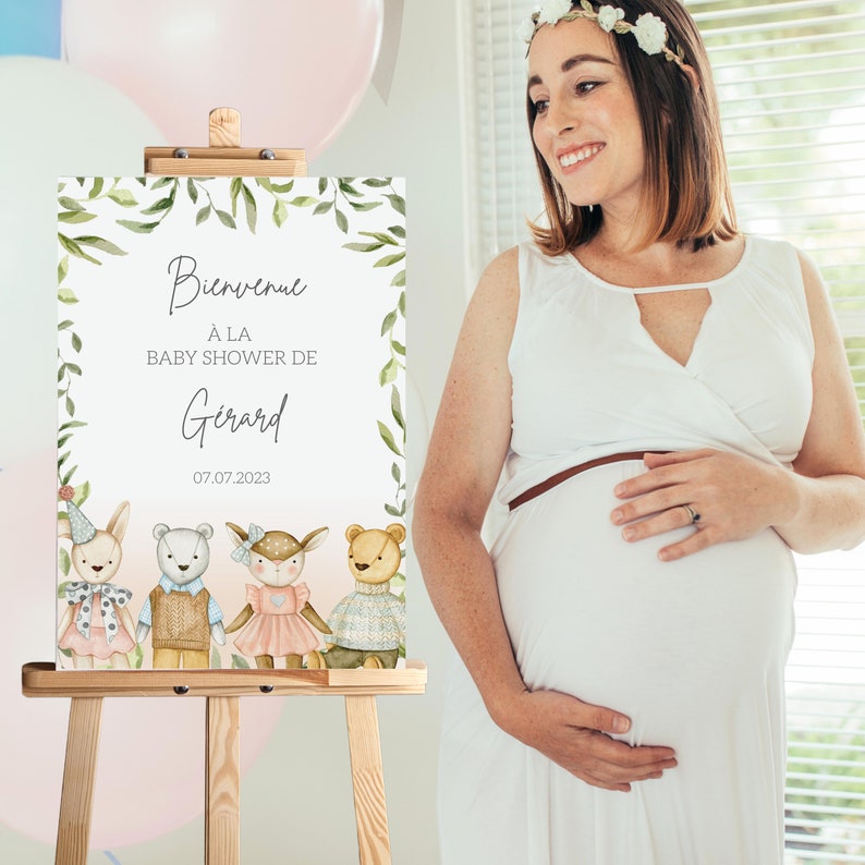 Baby Shower Welcome Sign French, Affiche Bienvenue Francais, Jeux Baby ...
