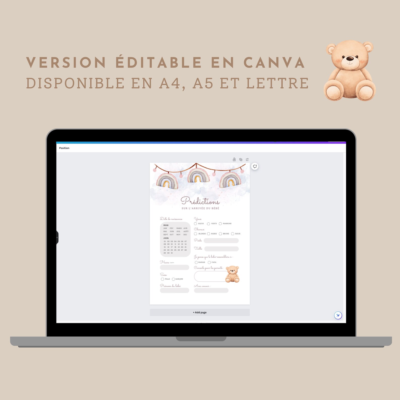 Jeu Prédictions Carton Prédiction Shower De Bébé En Français Naissance ...