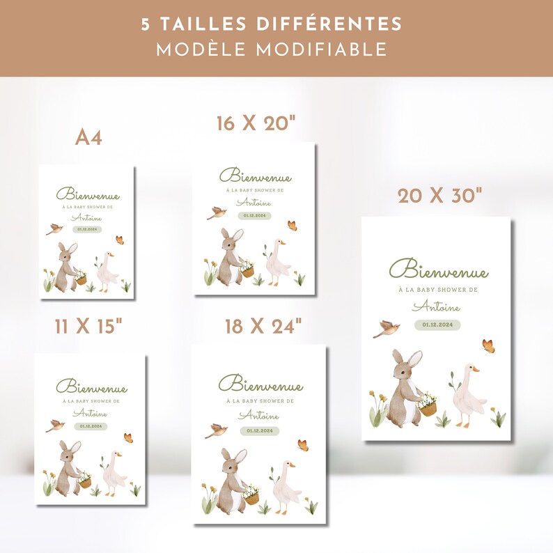 Baby Shower Welcome Sign French, Affiche Bienvenue Francais, Jeux Baby ...