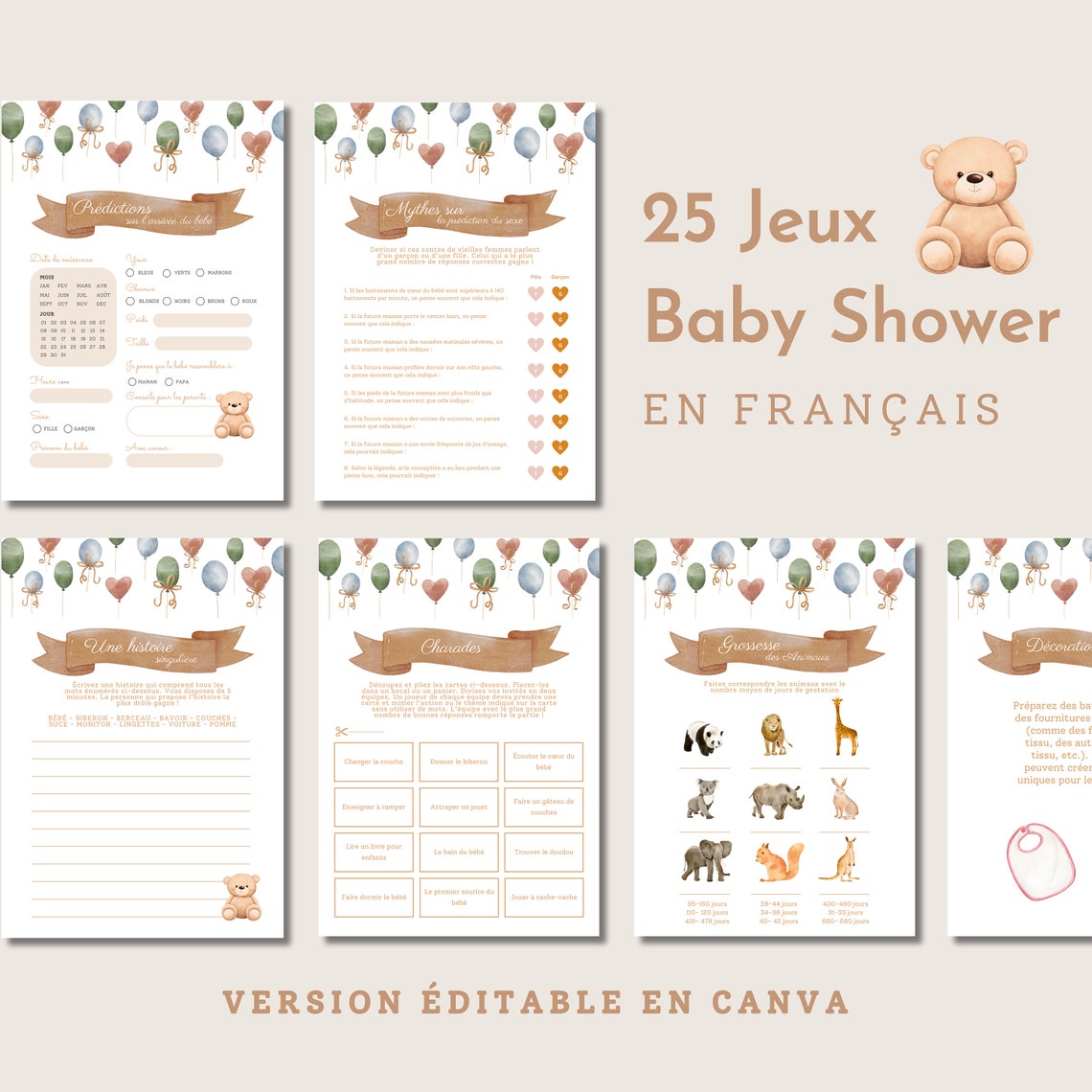 25 Jeux Prédictions Carton Prédiction Shower De Bébé En Français ...