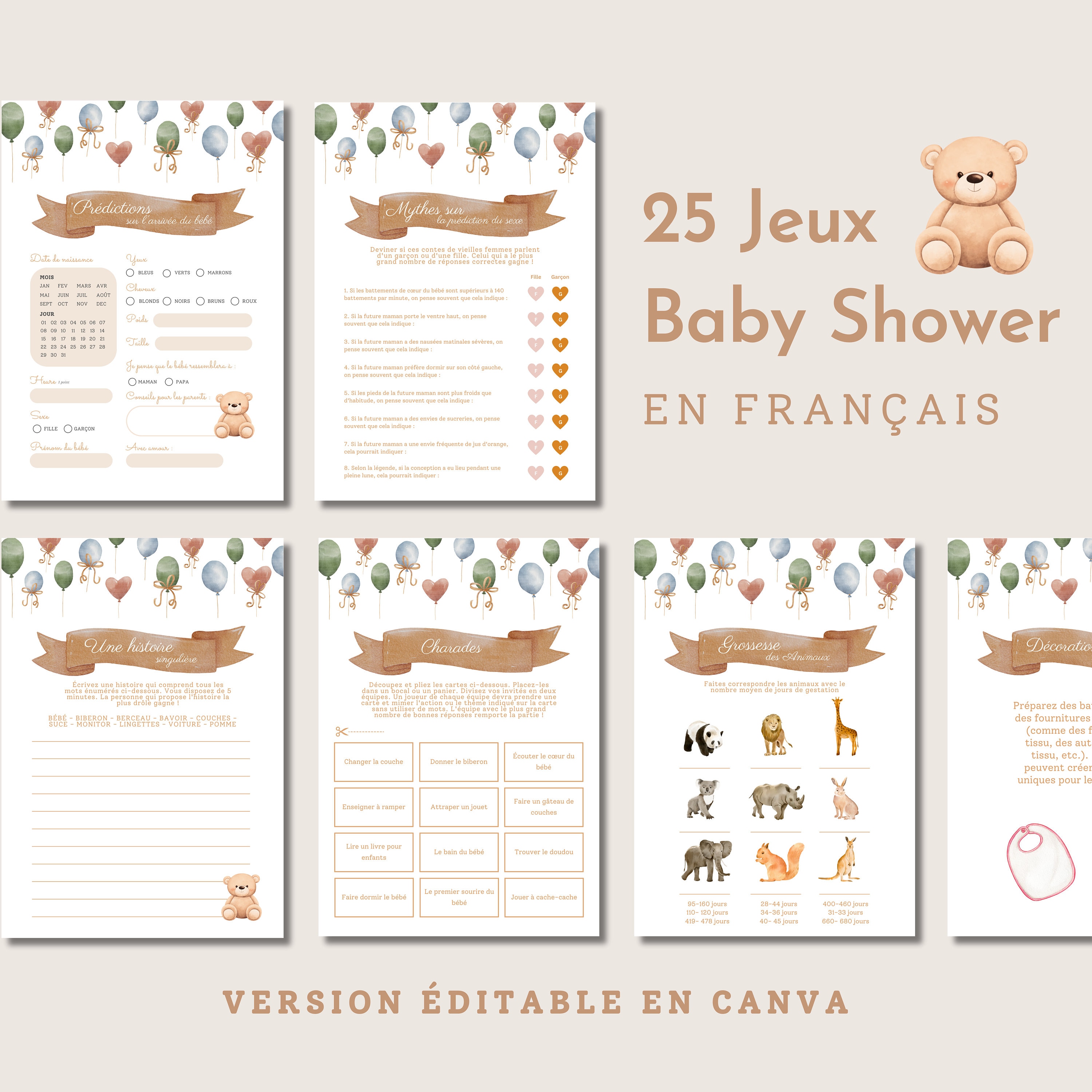 25 Jeux Prédictions Carton Prédiction Shower De Bébé En Français ...