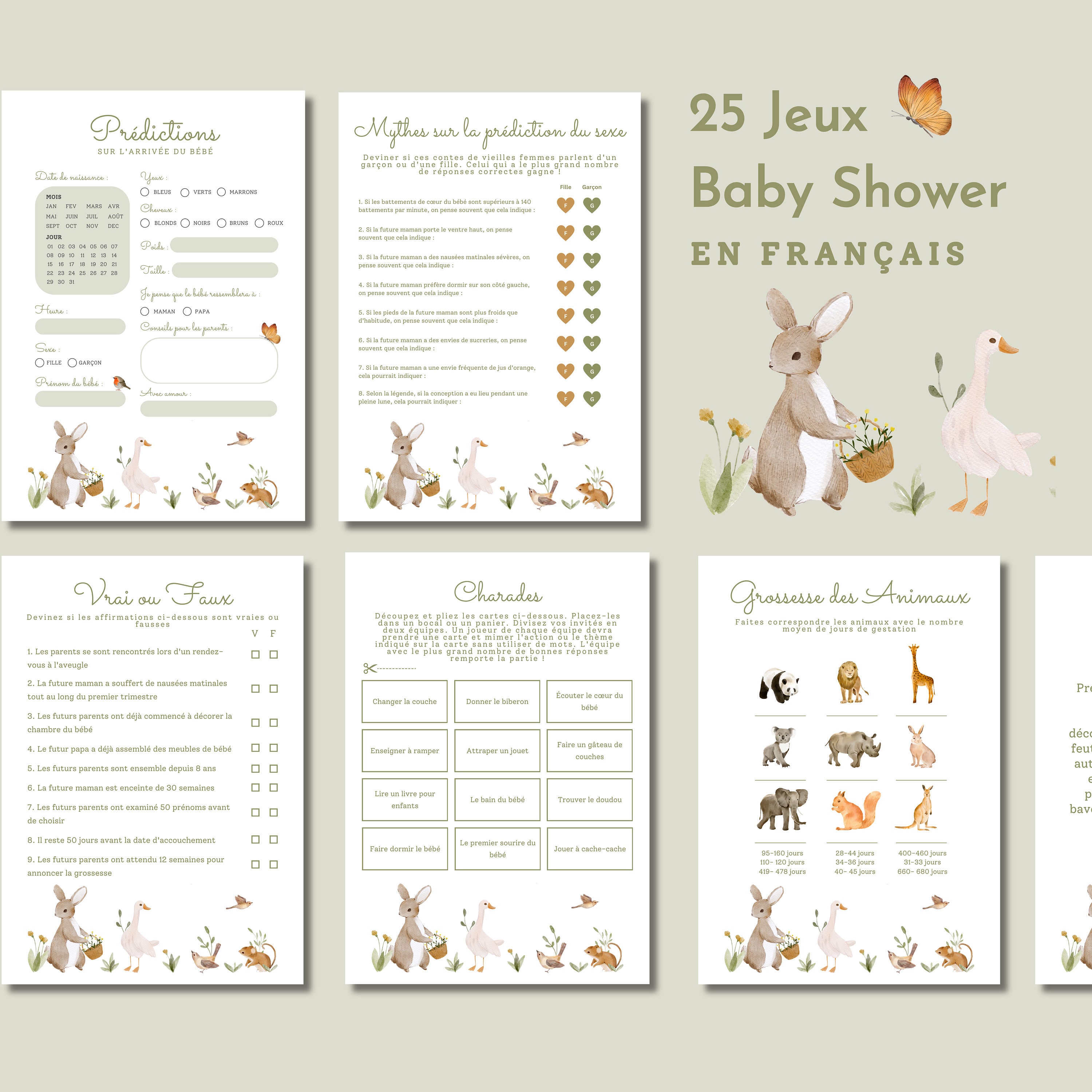 25 Jeux Prédictions Carton Prédiction Shower De Bébé En Français ...
