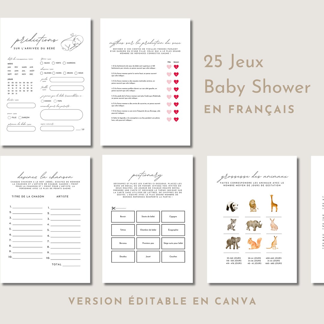 25 Jeux Prédictions Carton Prédiction Shower De Bébé En Français ...
