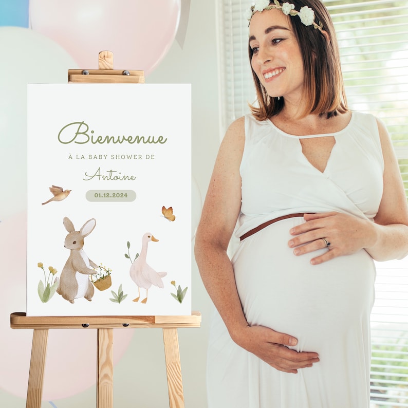 Baby Shower Welcome Sign French, Affiche Bienvenue Francais, Jeux Baby ...