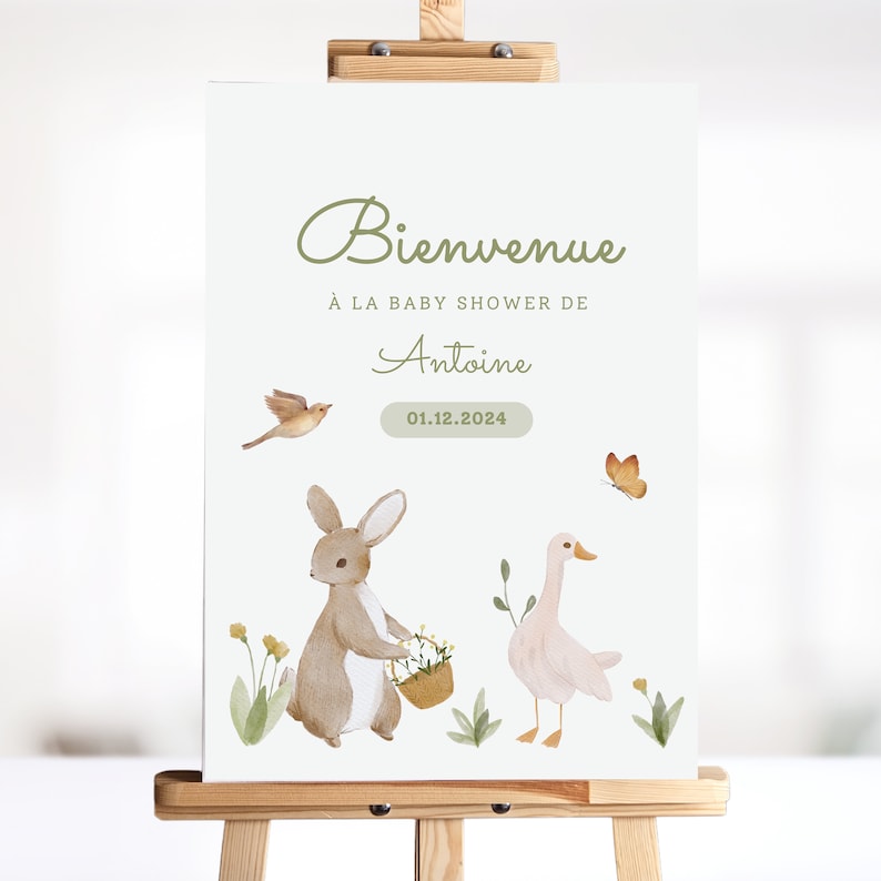 Baby Shower Welcome Sign French, Affiche Bienvenue Francais, Jeux Baby ...