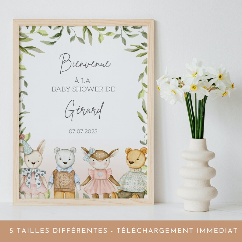 Baby Shower Welcome Sign French, Affiche Bienvenue Francais, Jeux Baby ...