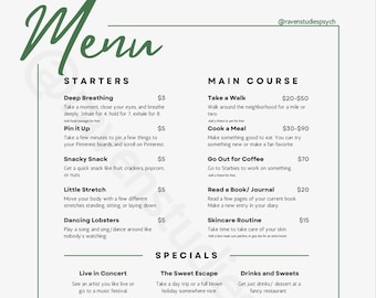 Dopamenu Dopamine Menu 200 Task Ideas Included Aesthetic ADHD Dopamine ...