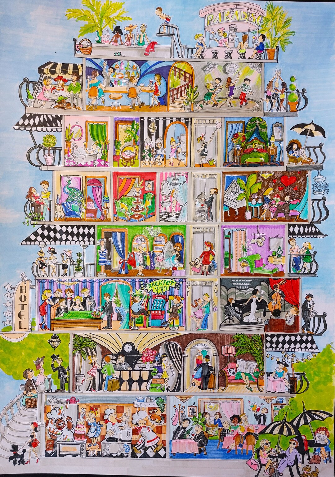 Hotelbild Leben Im Hotel Wimmelbild Hotel 3D Bild Hotel - Etsy