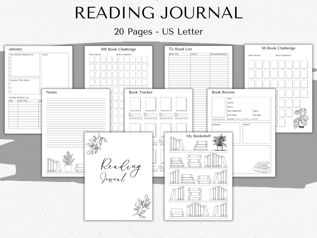 Book Reading Journal, Printable Challenge Tracker, Journal for Book ...