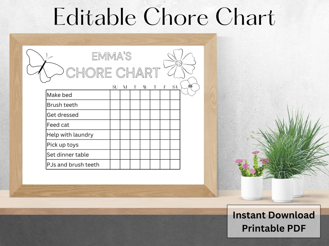 Editable Coloring Chore Chart for Kids, Printable - Etsy