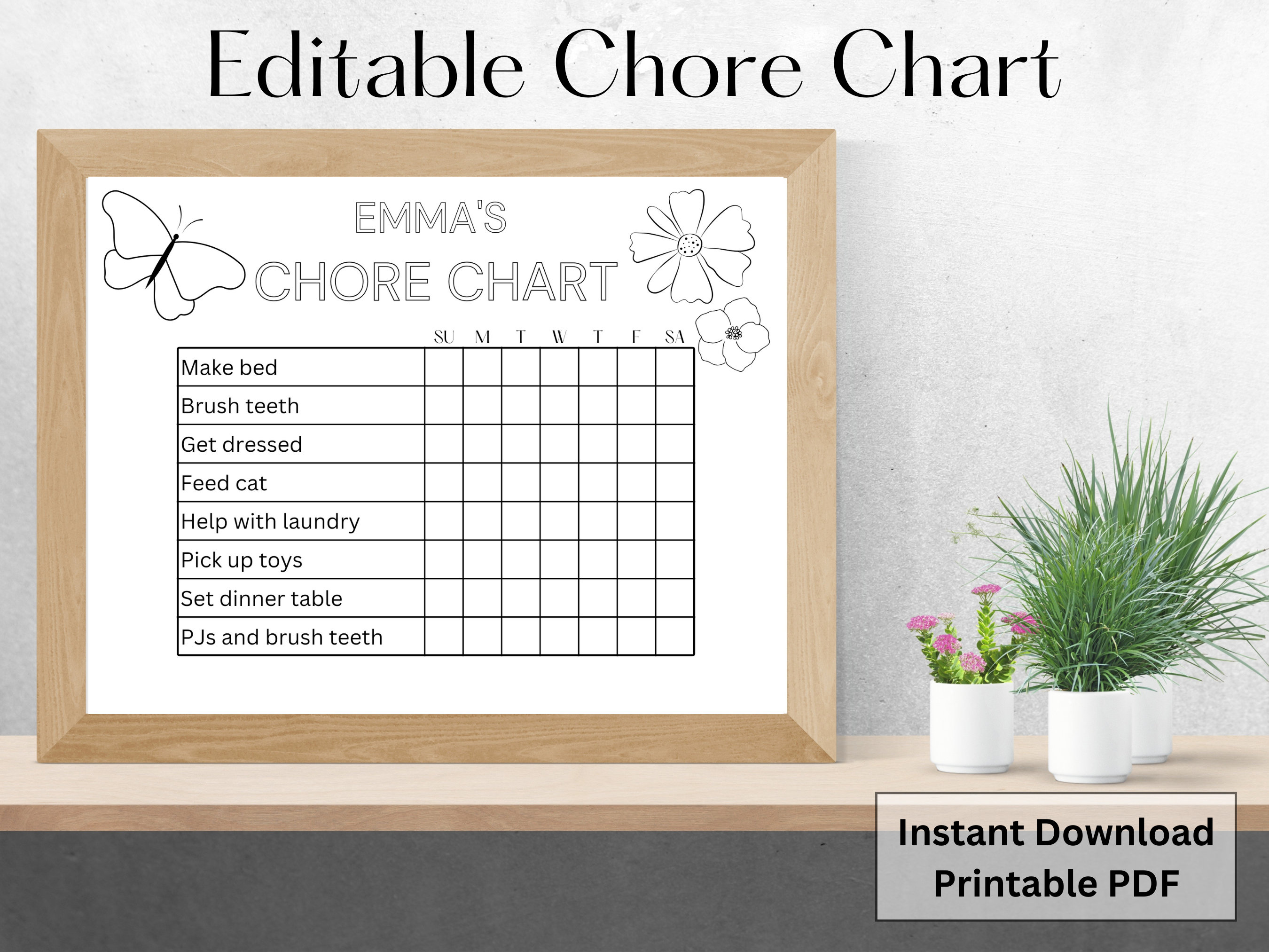 Editable Coloring Chore Chart for Kids, Printable - Etsy