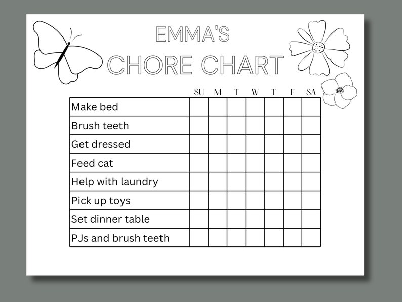 Editable Coloring Chore Chart for Kids, Printable - Etsy