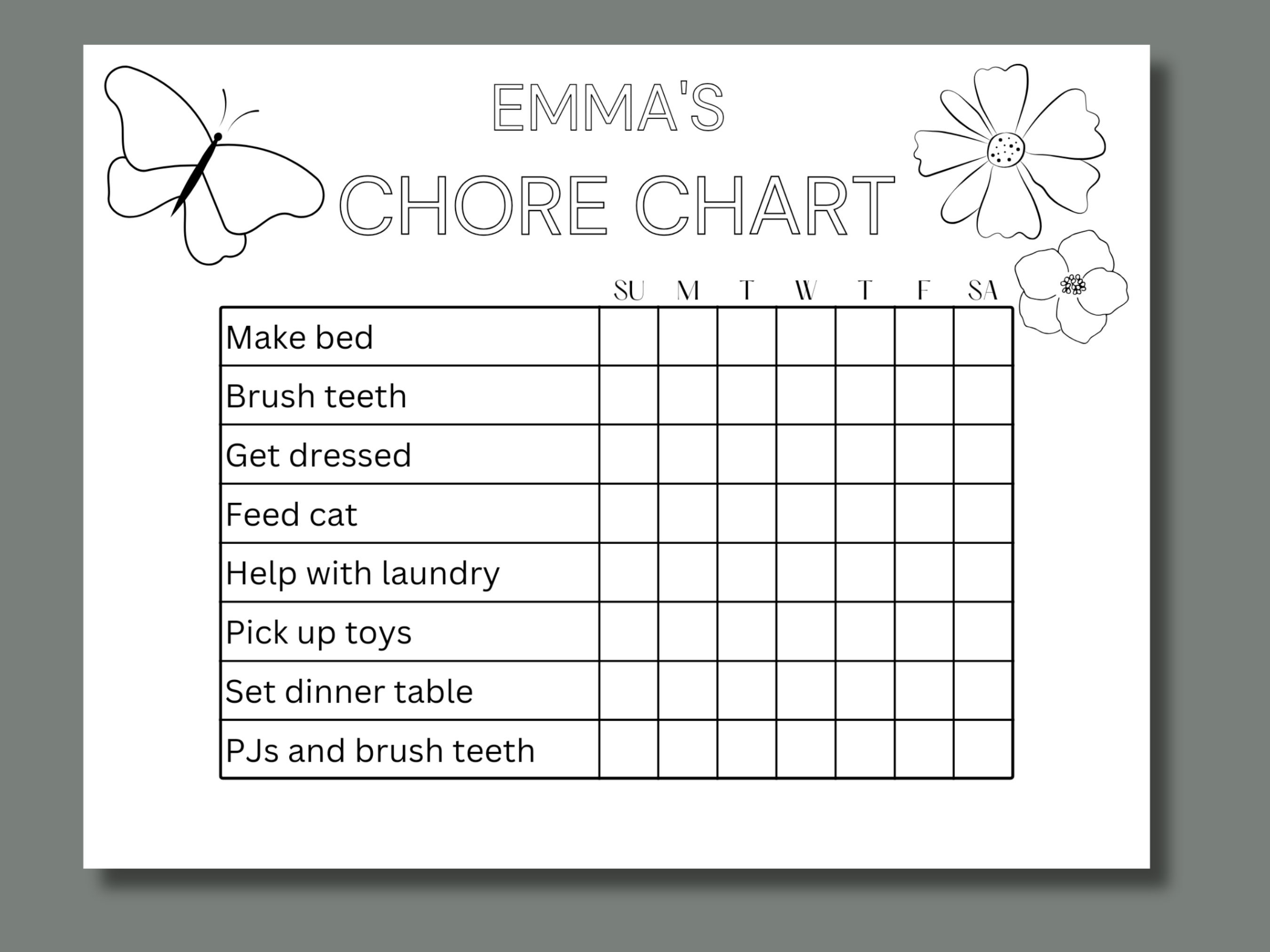 Editable Coloring Chore Chart for Kids, Printable - Etsy