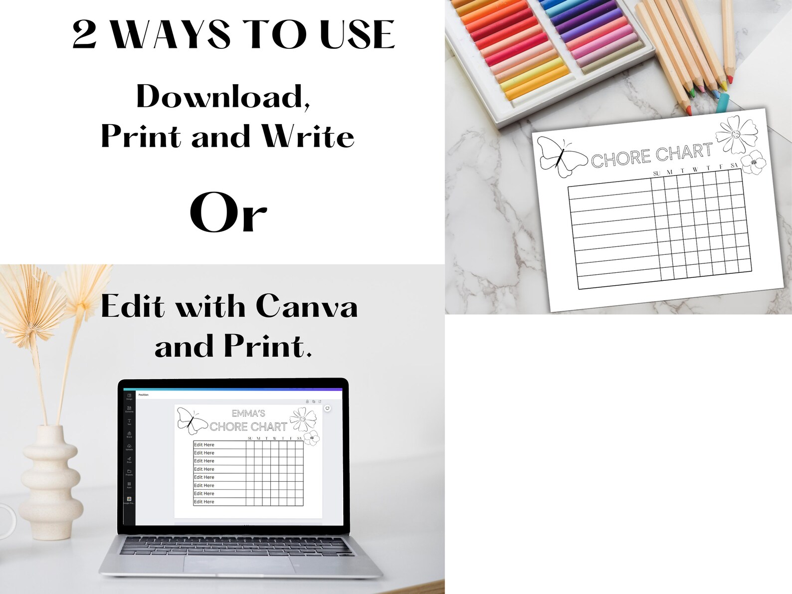 Editable Coloring Chore Chart for Kids, Printable - Etsy