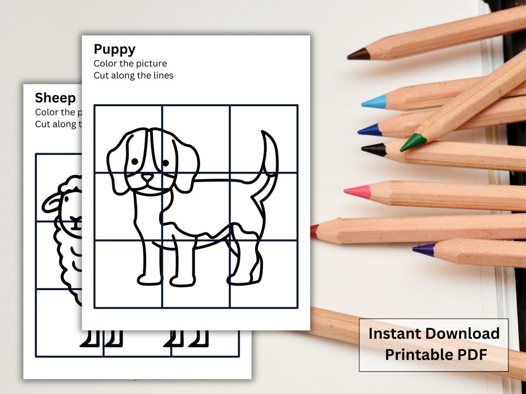10 Printable Coloring Page Puzzles for Kids Toddlers - Etsy Canada