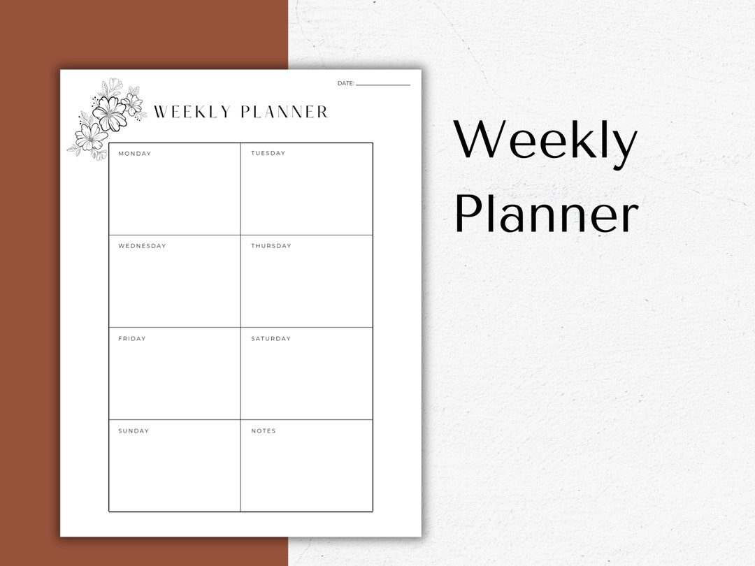 Minimalistic Weekly Planner, Printable, Weekly Organizer, Week Schedule ...