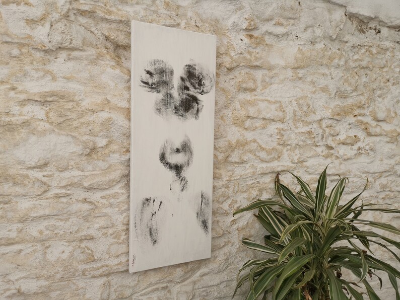 Original Painting Black White Acrylic Canvas on Stretcher Frame nude ...