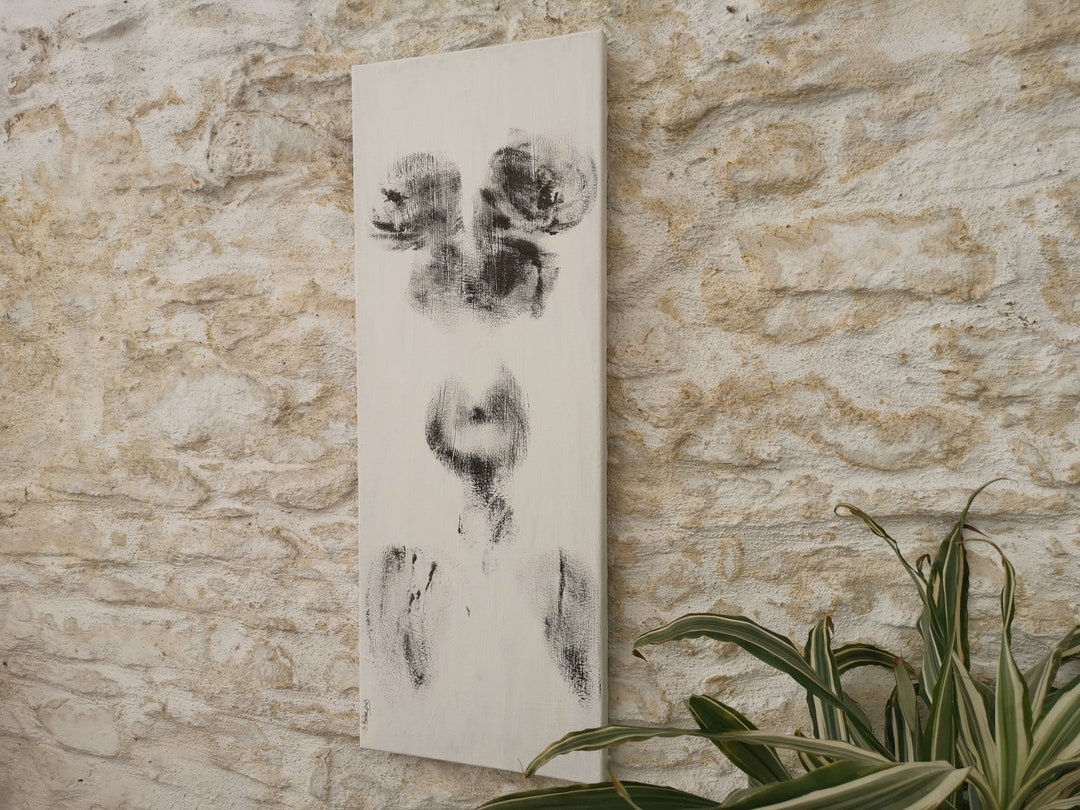 Original Painting Black White Acrylic Canvas on Stretcher Frame nude ...