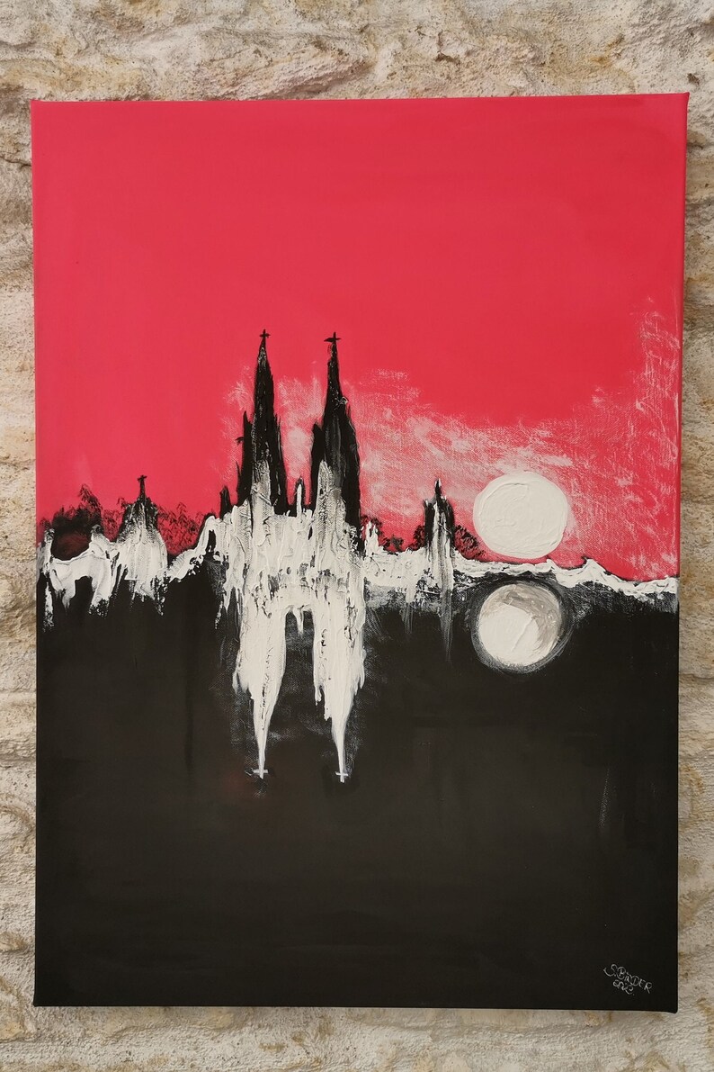 Original Gemälde Groß Regensburg Dom Acryl Strukturpaste Auf Leinwand ...