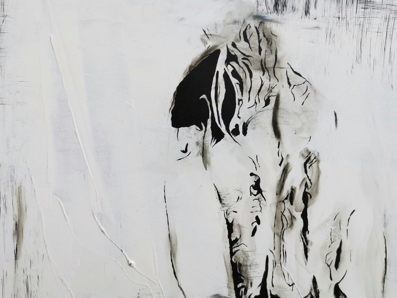 Nude Drawing Hand Painted on Canvas 50 X 70 Cm Acrylic Painting Black ...