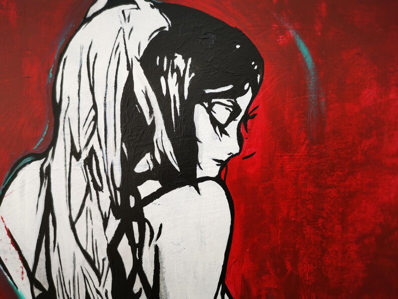 Original Painting, Comic-style Nude Woman, Hand-painted on Canvas ...
