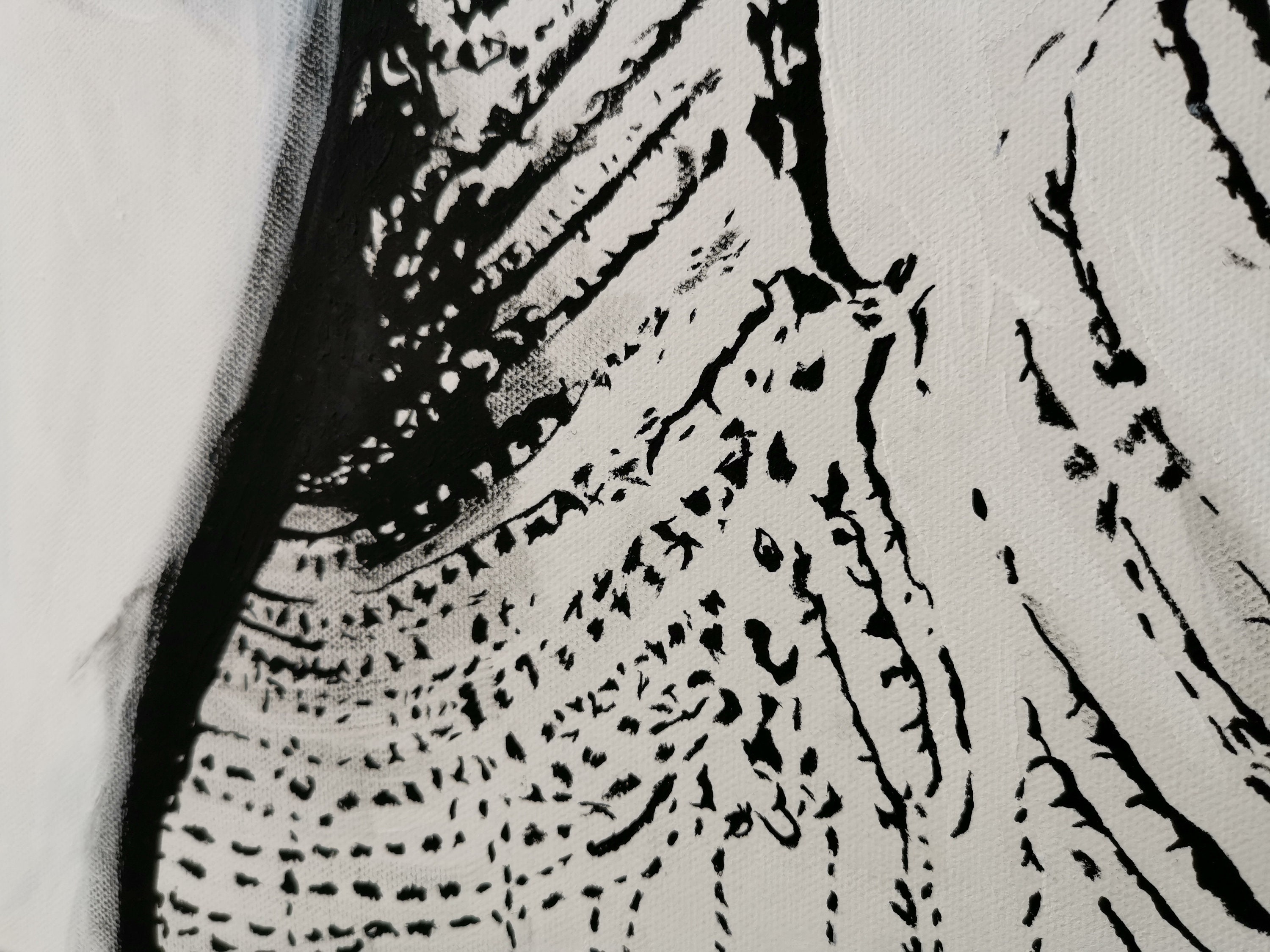 Original Nude Painting Acrylic on Canvas 50 X 70 Cm Black White Hand ...