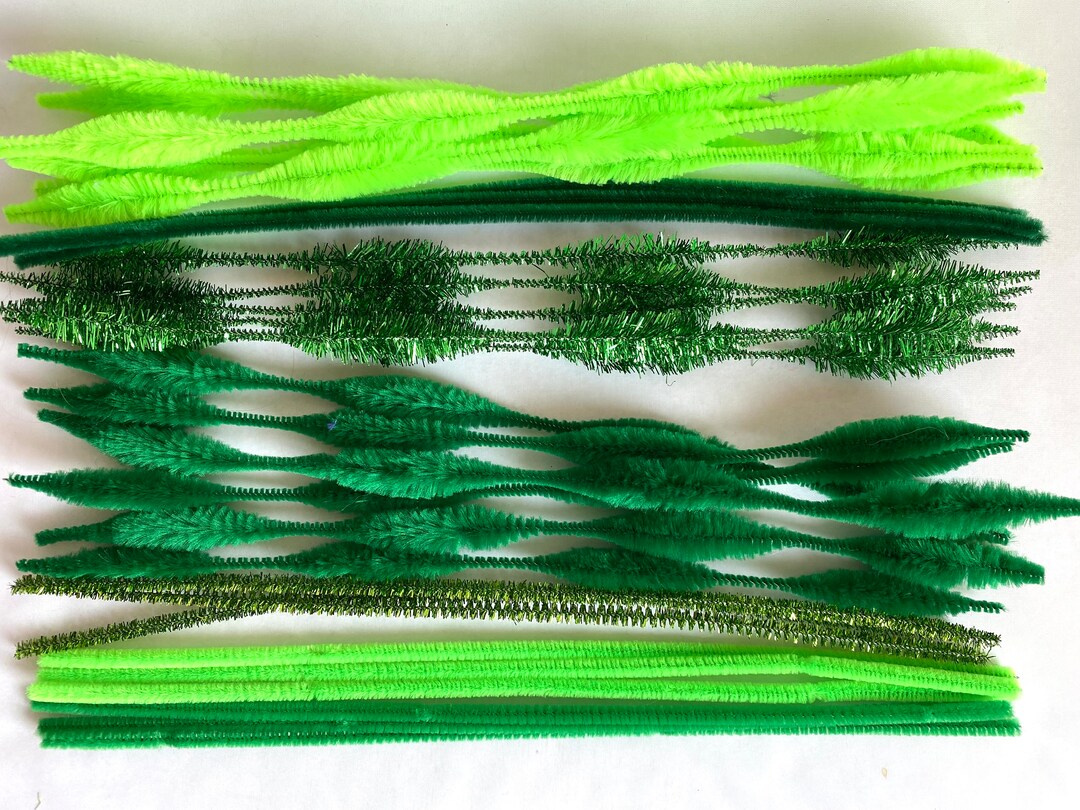 30 Pcs GREEN / LIME Assorted CHENILLE Stems | Green Chenille Bumps ...