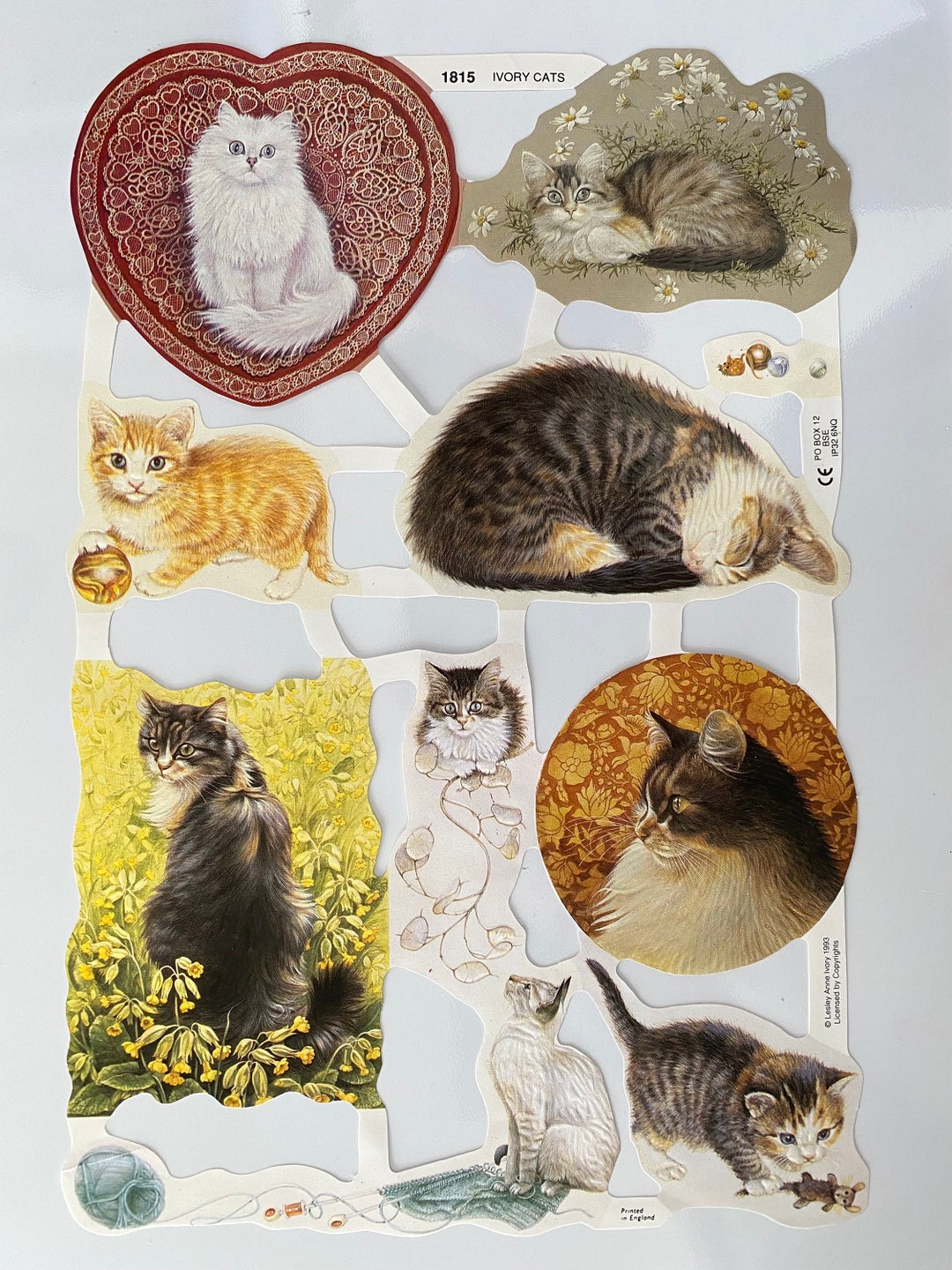Vintage Lesley Anne Ivory Cats Die Cut Embossed SCRAP | Mamelok Press ...