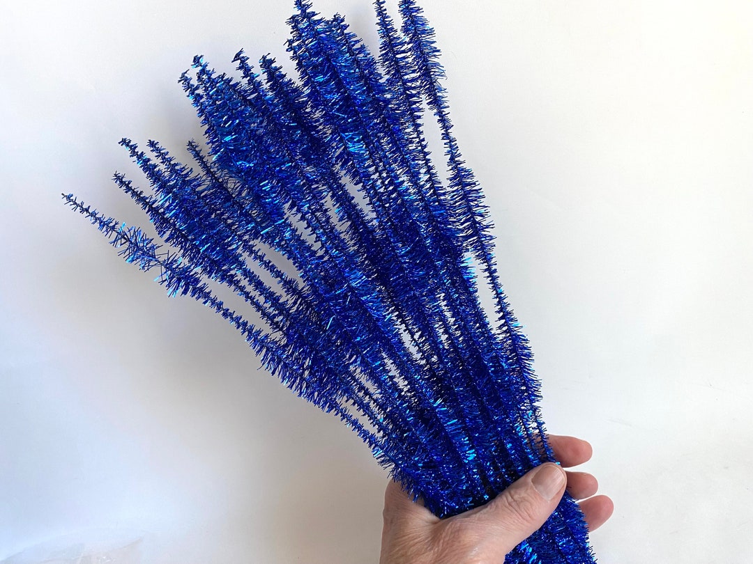 24 Pcs BLUE Tinsel BUMPS 15mm X 12 Blue TINSEL Bumps Holiday Blue ...