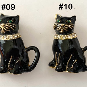 Vintage Monet BLACK CAT Enamel & RHINESTONE Pin / Brooch | 2 Choices: 1 ...