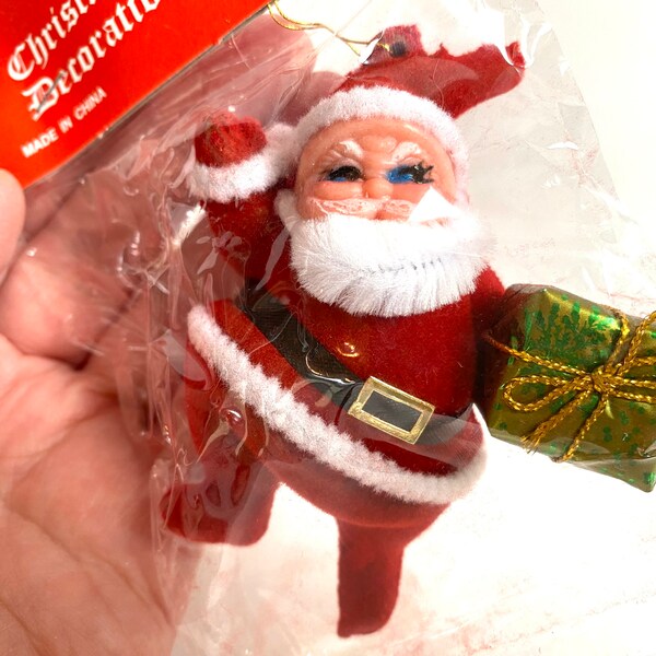 Flocked Santa - Etsy