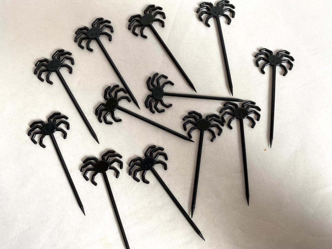 12 Pcs Halloween Medium SPIDER CUPCAKE Picks | Spider Cupcake TOPPERS ...