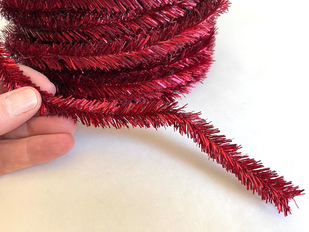 75 Ft Dark Red TINSEL Holiday GARLAND | Maroon Red Christmas Tinsel ...