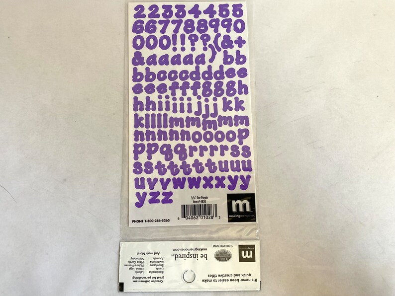Alphabet Purple Letters & Numbers Sticker Sheet 7/16 A Z / Numbers ...