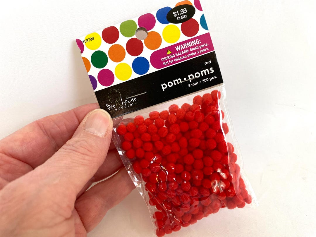 300 Pcs RED 5mm Acrylic Pom Poms | Red Acrylic POM POMS | Acrylic Red ...
