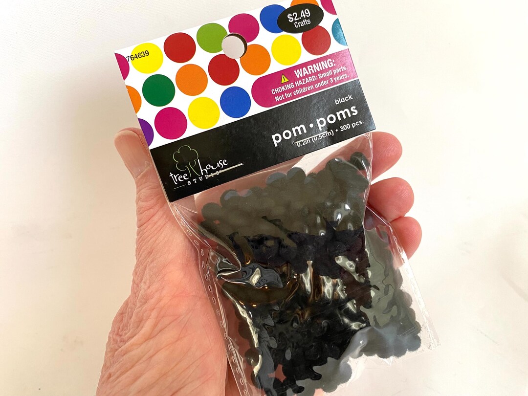 300 Pcs BLACK 5mm Acrylic Pom Poms | Black Acrylic POM POMS | Acrylic ...